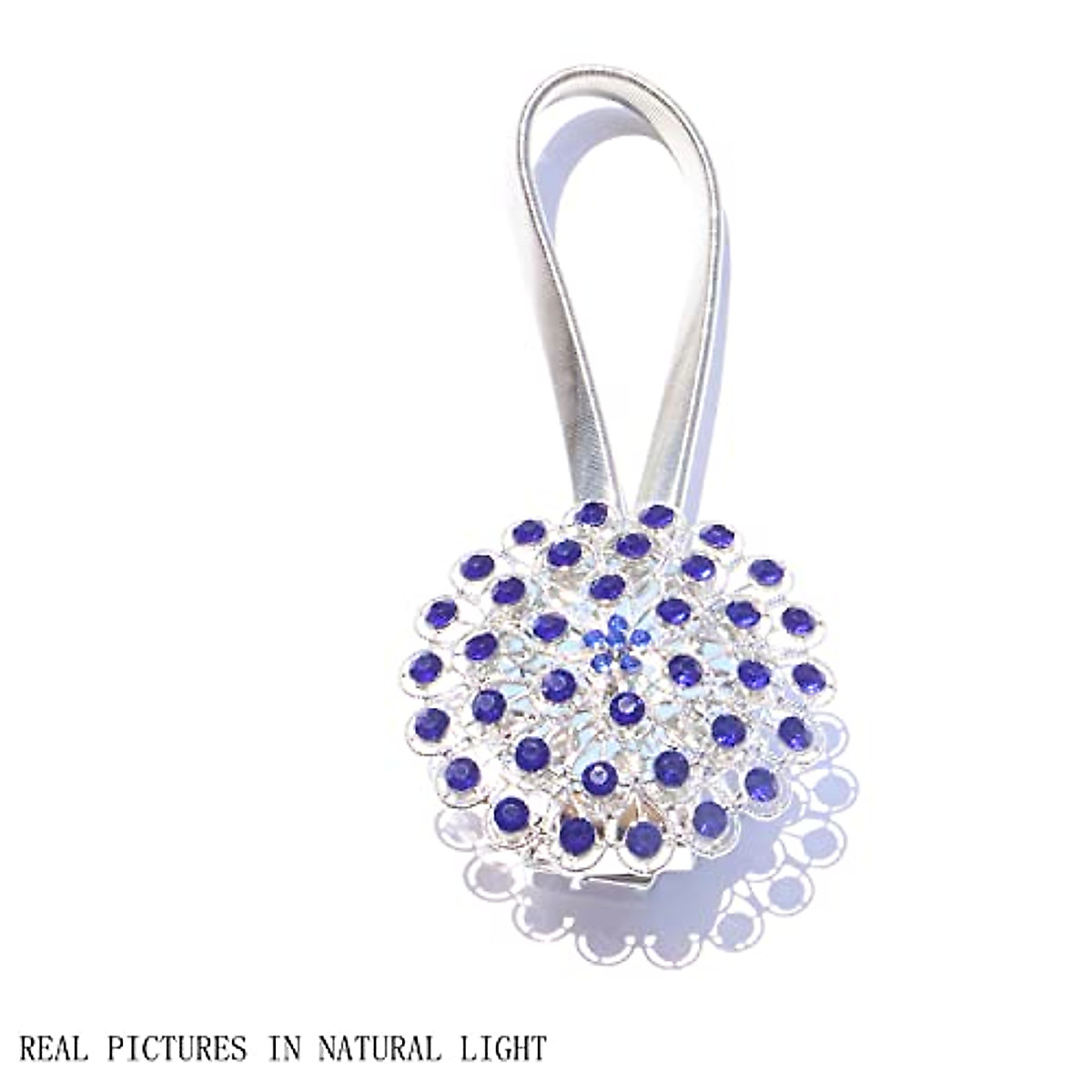 Curtain TieBacks Magnetic 2 Pack Curtain Holders for Drapes 36 Crystal Elastic Rope Curtain Tie Backs for Curtain for Outdoor Indoor, Window Curtain Tiebacks Holdbacks Royal Blue