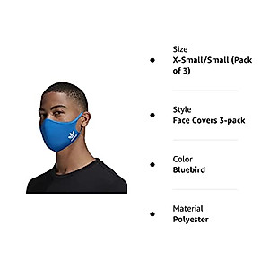 adidas Originals Standard Face Covers 3-Pack, Bluebird, X-Small/Small
