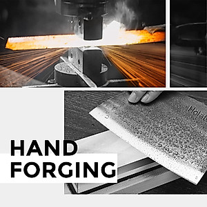 HolaFolks Anti-Rust Oil Coating Hand Forged High Carbon Steel Dividing Knife&Serbian Chef Knife Anti-Rust Oil Coating Meat Cleaver with Sheath