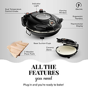 PIEZANO Crispy Crust Pizza Oven by Granitestone – Electric Pizza Oven Indoor Portable, 12 Inch Indoor Pizza Oven Countertop, Pizza Maker Heats up to 800˚F for Stone Baked Pizza at Home As Seen on TV