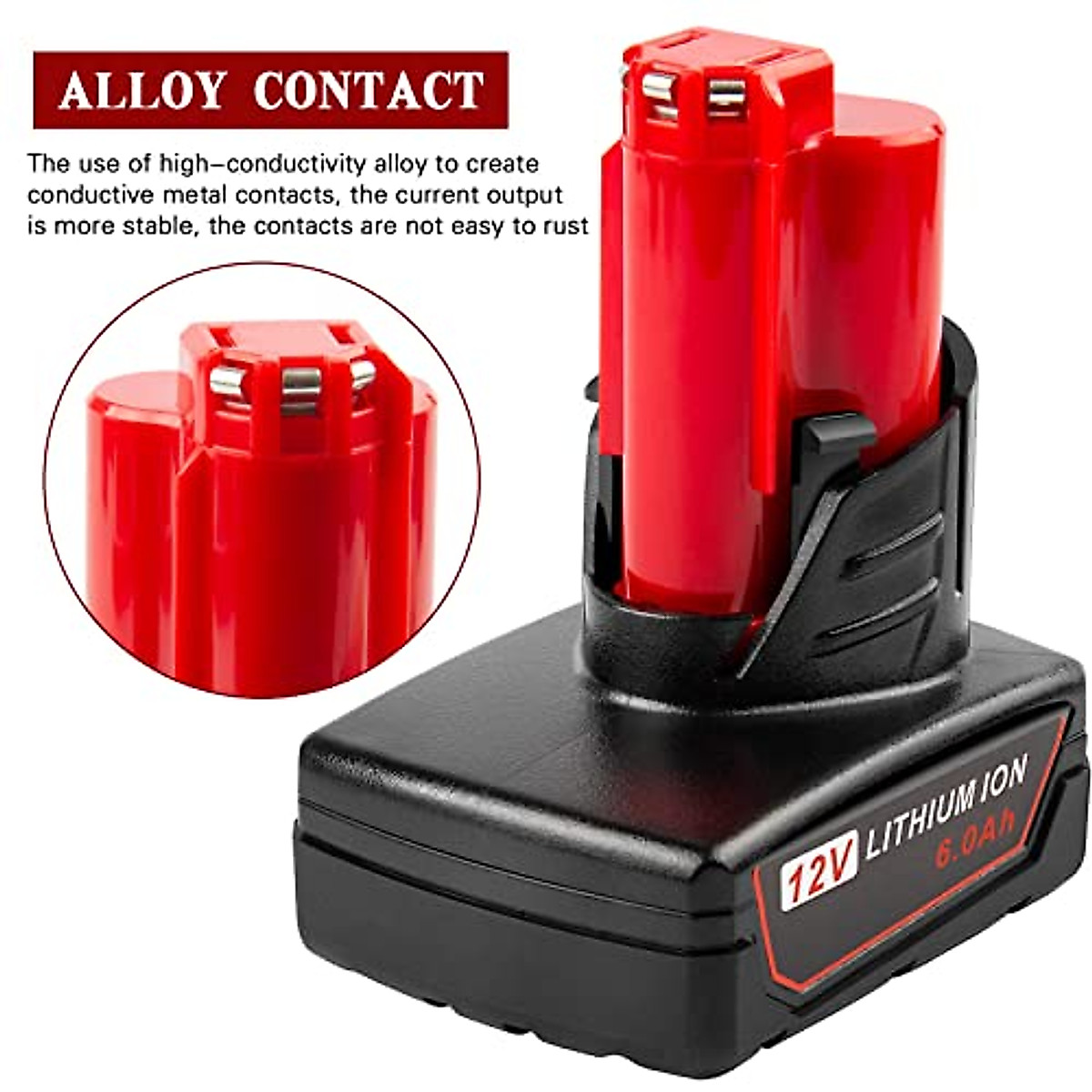 HIGH QUALITY FUTUREBATT FUTUREBATT [1-Pack] 6.0Ah (6000mAh) 12V Upgraded Version M12 Battery for Milwaukee M12 Battery LI-ION Power Tools 48-11-2401 48-11-2402 48-11-2410 48-11-2411 48-11-2420