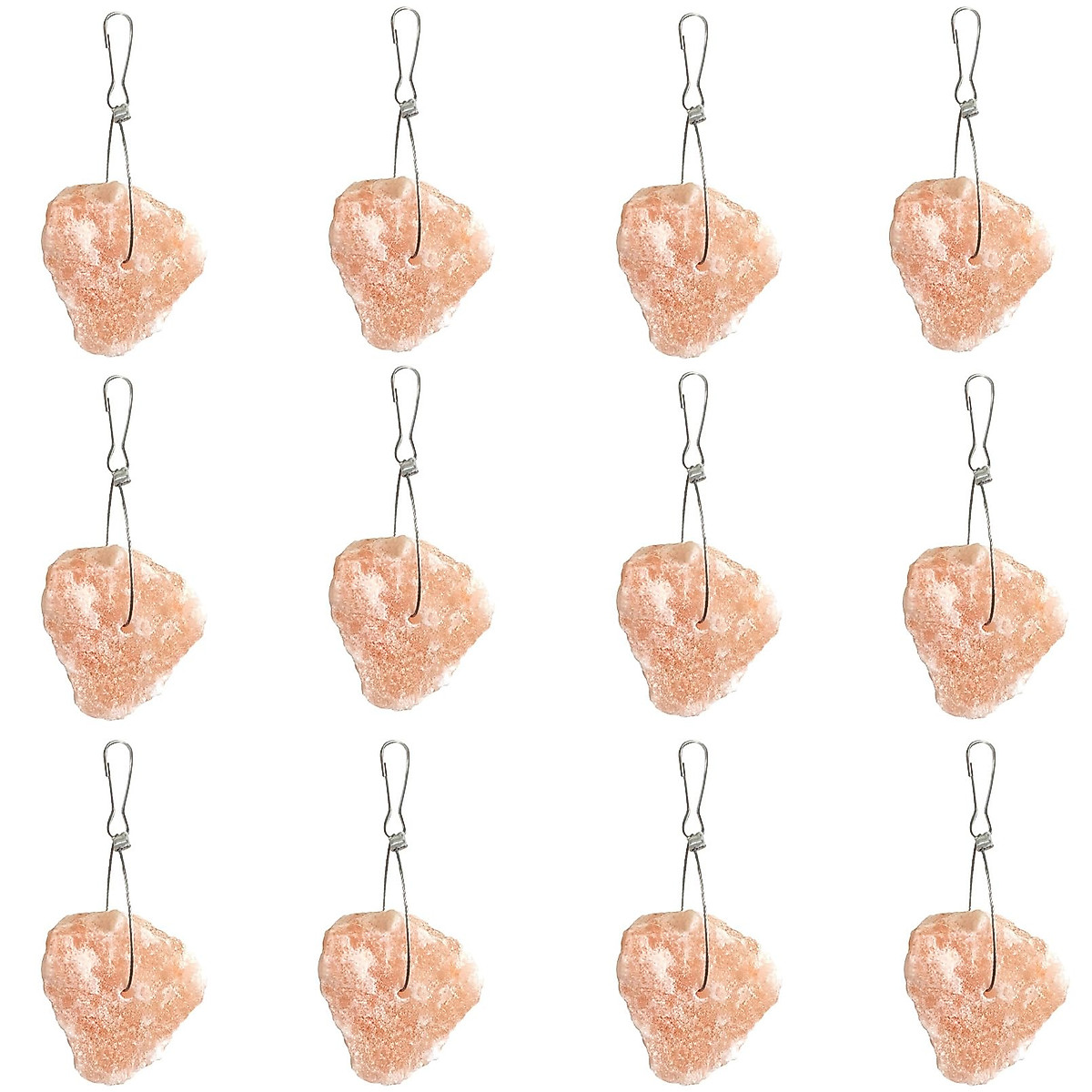 PINVNBY 12 Pieces Rabbit Himalayan Salt Lick Block,Pink Small Pets Natural Mineral Salts Blocks with Hook Hanging Small Animals Treat Chew Toys for Rabbits Horses Bunny