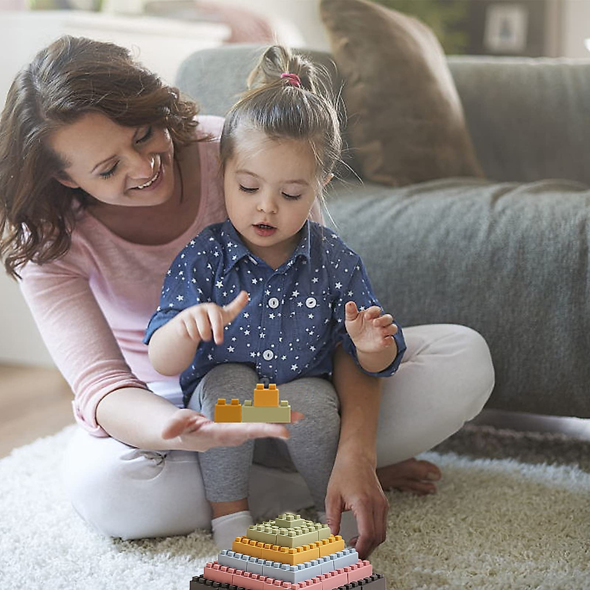 bopoobo Stacking Toys Soft Building Blocks, Silicone Montessori Educational Toy Toddler Sensory Learning, Baby Bath Toys, Girls Boy Gifts for Kids Age 1 2 3 Years Old