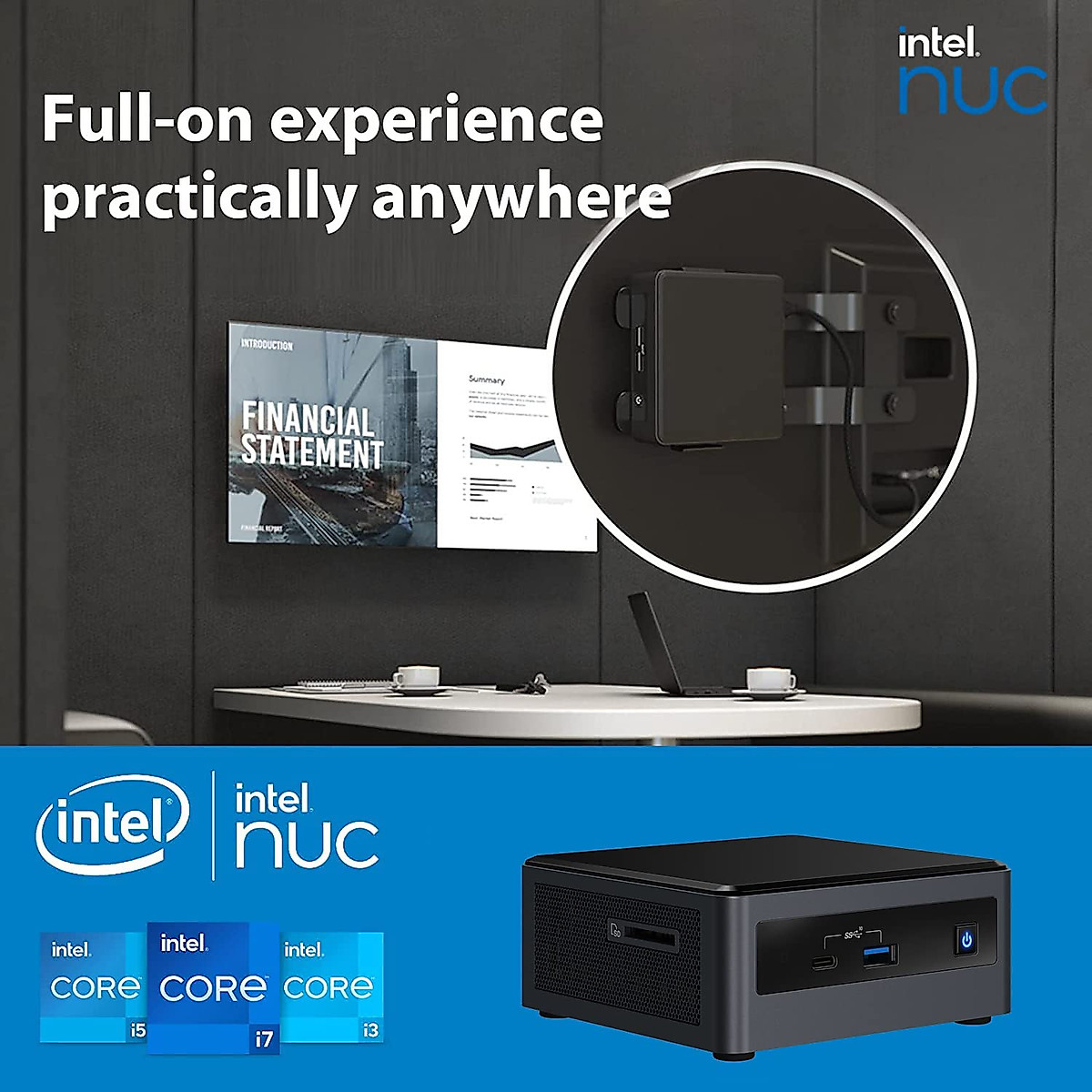 Intel NUC 10 Mini Performance Kit, 16GB RAM, 512GB PCIe SSD, Core i7-10710U, UHD Graphics, Windows 11 Pro, 3-YR Warranty, IST Cable, RJ45, Wi-Fi 6, BXNUC10i7FNHN
