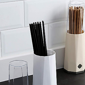 UPKOCH Chopsticks Holder Drain Rack Basket Detachable Kitchen Utensils Fork Spoon Storage Holder Toothbrush Toothpaste Stand With Cover (White)