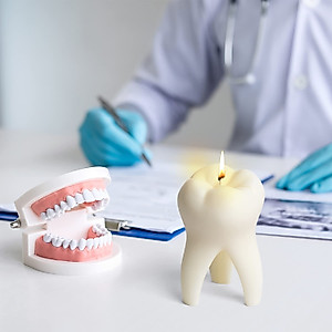 Zainpe Tooth Scented Candle Milky Dental Room Aesthetic Decor Vanilla Fragrance Candles Long Lasting Natural Soy Wax Aromatherapy Candle for Dentist Clinic Desk Supplies Dental Gifts 3.7 x 2.1 in