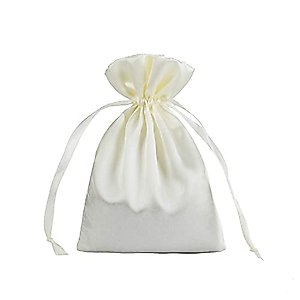 AKLVBL 30 Pack 6 x 9.5 Inches Beige Satin Gift Bags, Jewelry Bags, Drawstring Pouch, Wedding Favor Bags, Baby Shower Bags, silk bags
