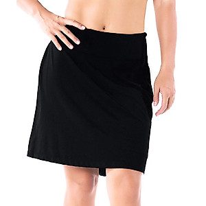 Yogipace Women's Sun Protection 17" Long Running Skirt Athletic Golf Skort with Tennis Ball Pockets Built in Shorts Black Size L