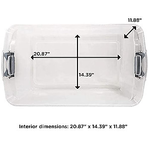 HOMZ Multipurpose 66 Quart Clear Storage Container Tote Bins with Secure Latching Lids for Home or Office Organization (4 Pack)