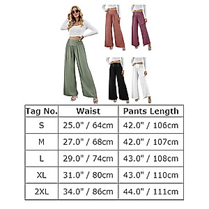 ODIZLI Palazzo Pants for Women Petite Wide Leg Trousers Women Elastic High Waist Wide Leg Dress Pants Flowy Beach Pants Boho Pants Casual Loose Lounge Trousers Linen Pants for Women Black XL
