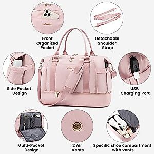 Gym Bag LOVEVOOK Travel Duffel Bag with USB Charging Port,Weekender Bags for Women with Shoe Compartment,Carry on Overnight Bag with Toiletry Bag,Hospital Bags for Labor and Deliver