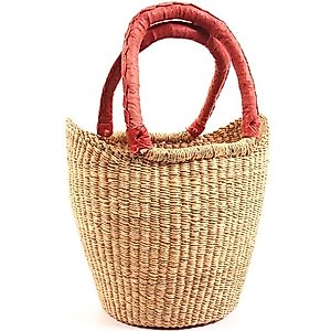 Fair Trade Ghana Bolga African Dye-Free Mini Yikene Tote 7-9" Tall, 28720