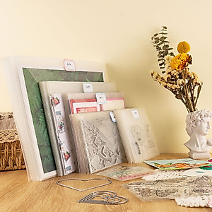 BAOFALI 20 Pieces Clear Die & Stamp Plastic Storage Bag, Resealable Large Envelope Pocket for DIY Scrapbooking Paper Card Craft Making and Cutting Dies Stencil (4.75"x4.75";4.5"x9.5")