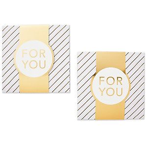 Hallmark 8" Medium Gift Box Set with Wrap Bands (2-Pack: Gold and White Stripes, For You) for Christmas, Hanukkah, Weddings, Valentine's Day, Birthdays