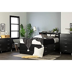 South Shore Cosmos Captain Bed with 4 Drawers, Full 54-inch, Black Onyx