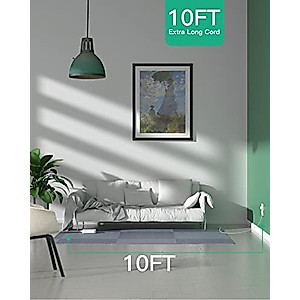 Power Strip Long Extension Cord - 10Ft Braided Extension Cord with Flat Plug, 4 Outlets and 3 USB Charging Ports, Overload Protection and Wall Mount for Home, Office