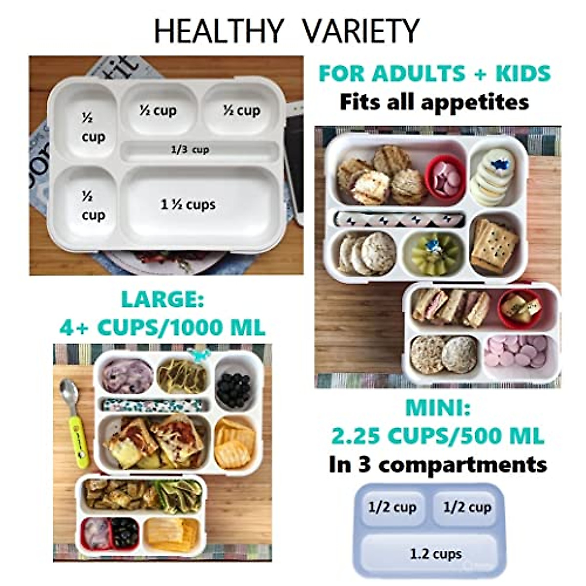 kinsho Bento Box Lunch Boxes and Snack Containers, Value Pack for Kids Girls Boys | Leakproof Portion Boxes for School Pre-School Toddler Daycare Travel, BPA Free | Set of 4, Pink Purple