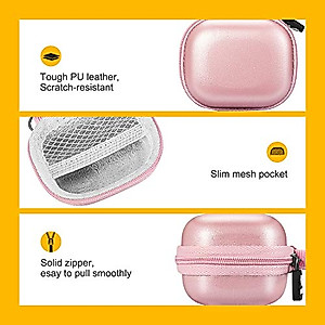 Fintie Case for AirPods Pro 2 (2022) / AirPods 3 (2021) / AirPods Pro (2019) / Jabra Elite 75t, Hard EVA Shockproof Portable Full Protective Cover Carrying Bag (Rose Gold)