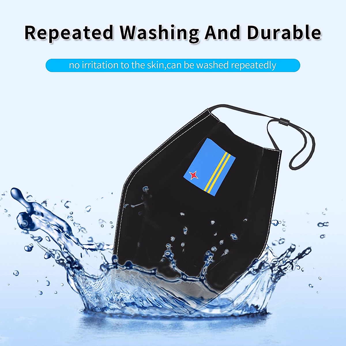 VVGETE Flag Of Aruba 3 Pcs Reusable Couple Face Masks With 6 Filters, Fashion Balaclava Washable Adjustable Ear Hooks Soft Breathable Outdoor Dust-Proof & Wind-Proof Face Mask