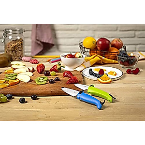 Kuhn Rikon KinderKitchen Children's Knife, Set of 2 - With Straight and Serrated Blade, Green & Blue