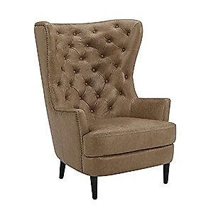 Amazon Brand – Stone & Beam Hansberry Wingback Leather Living Room Accent Chair, 32.7''W, Cognac