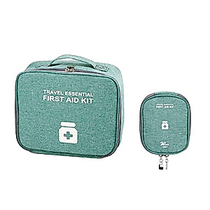 TOPASION Empty First Aid Bags, Travel Medicine Bag, Medical Supplies Organizer Bag, Portable Kit for Traveling, Car, Home, Camping, Office, Hiking, Outdoor (Cationic Green)
