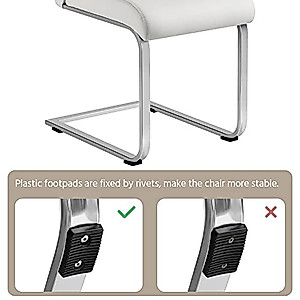 Yaheetech Dining Chairs High Back Leather Side Chairs Dining Living Room Chairs Upholstered Armless Chair with Metal Legs Home Kitchen Furniture Modern Set of 2, White