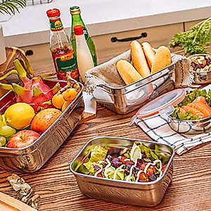 Sumerflos Large Stainless Steel Food Container - Set of 3 Sizes (Total Capacity: 6400ml/220oz) - Reusable Storage Container Set with Leakproof Lids - for Kimchi, Fruit, Salad, Outdoor Picnic