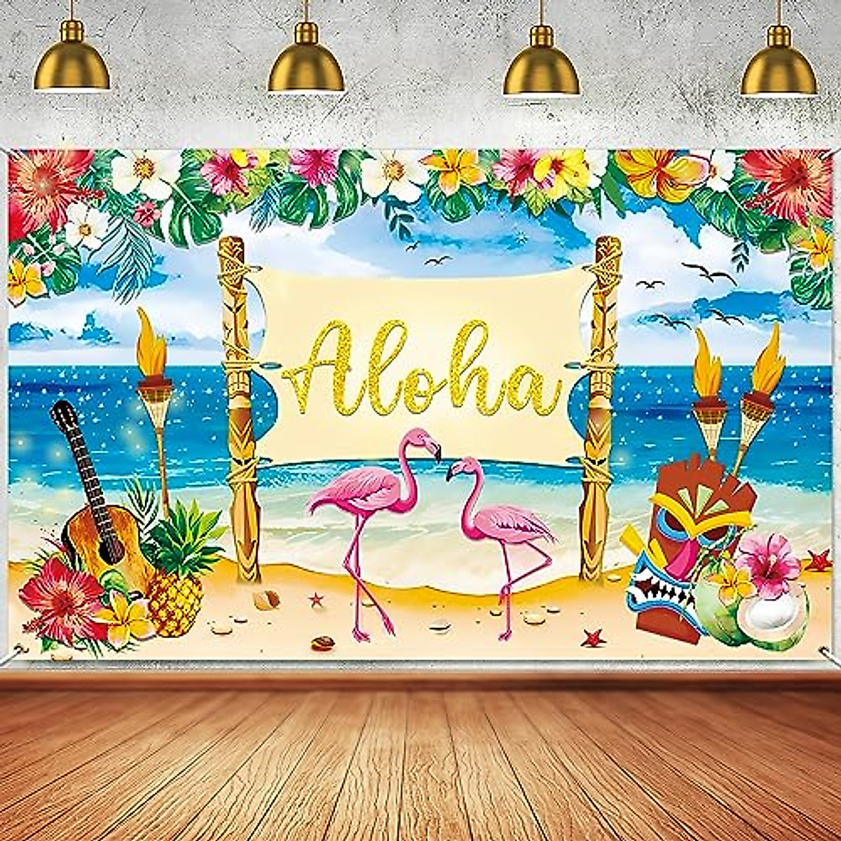 HiParty Hawaiian Luau Party Decorations - Aloha Luau Backdrop for Birthday Party Supplies Summer Beach Banner Background for Musical Tropical Tiki Hawaii Themed Party Decoration 71 x 44 Inch