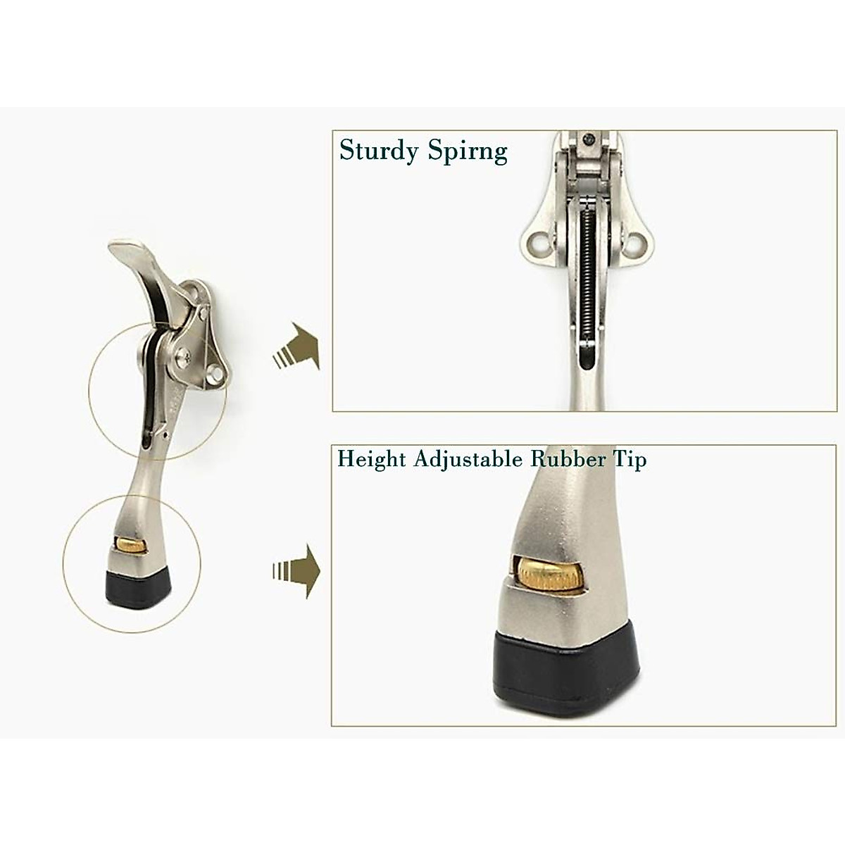 Everyday 2 Packs Kick Down Door Stop Door Stopper with One Touch Adjustable Height and Rubber Tip 4 Inches, Door Stops