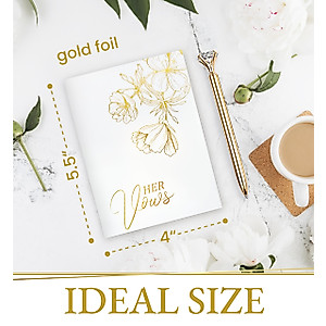 2 PCS Set of Vow Books - White and Black, His and Hers, with elegant Diamond Pens, The Perfect Bride and Groom Gift, for their Wedding Day