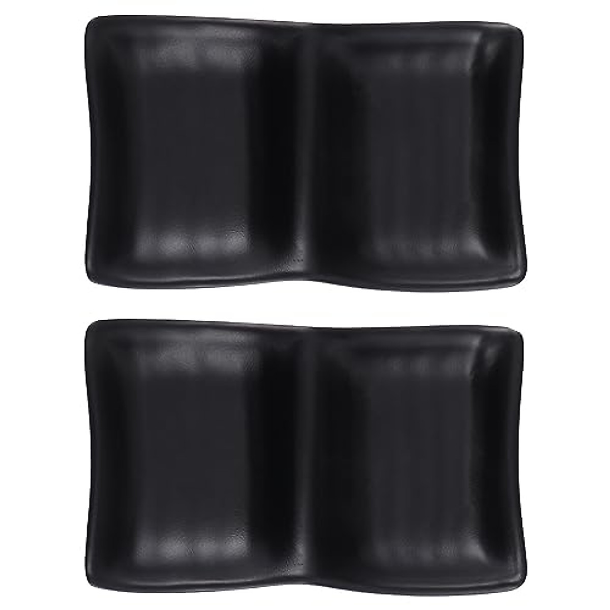 DOITOOL Japanese Serving Tray 2Pcs Dual Dipping Bowls Melamine Sauce Dishes Divided Soy Sauce Dishes Sushi Dipping Plates BBQ Sauce Food Containers