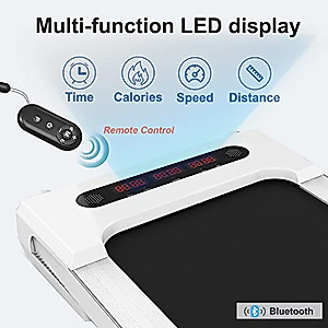 OBENSKY Wooden Walking Pad Treadmills for Home, Under Desk Treadmill with LED Display and Remote Control, Jogging Machine for Office and Apartment Installation-Free