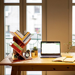 ZRWD Tree Bookshelf, 3-Tier Small Book Storage Organizer Shelves Floor Standing Bookcase, Wood Storage Rack for Office Home School Shelf Display for Cd/Magazine(Rustic Brown)