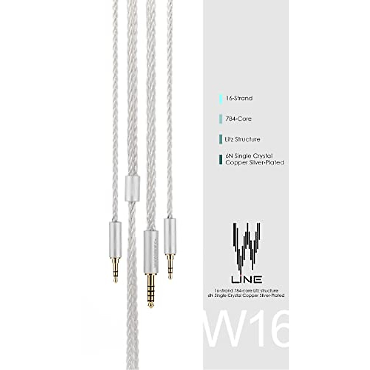 Moondrop LINE V/W 6N Single Crystal Copper Silver-Plated Litz Earphone Upgrade Cable IEMs (LINE W)