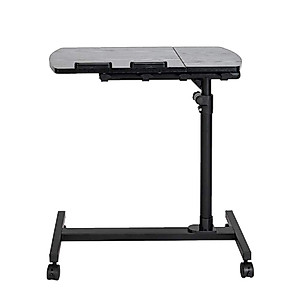 Portable Swivel Laptop Table Desk Adjustable Angle & Height Rolling Stand Tiltable Tabletop Desk Laptop Notebook Sofa/Bed Side Table Hospital Table Stand W/Lockable Casters, Black