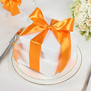 Sagaat Orange Ribbon 1-1/2 Inch 50 Yards, Solid Satin Ribbon for Flower Bouquet, Crafts, Gift Wrapping, Bridal Invitations, Hair, Festival and Party Decorations