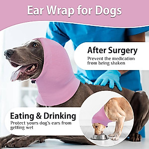 IDOMIK Dog Calming Hoodie,Ear Wraps for Dog to Calm Anxiety,Ears Head Cover for Dogs Noise Protection,Snoods for Dogs Grooming Force Drying Fireworks,Dog Ear Protector,Dog Hematoma Ear Wrap,Pink,L