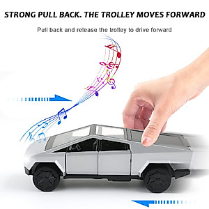 1/32 Pickup Off-Road Vehicle Alloy Car Model Diecast Metal Toy Truck Model Simulation Sound Light Gifts for boy Girl. (Silver)