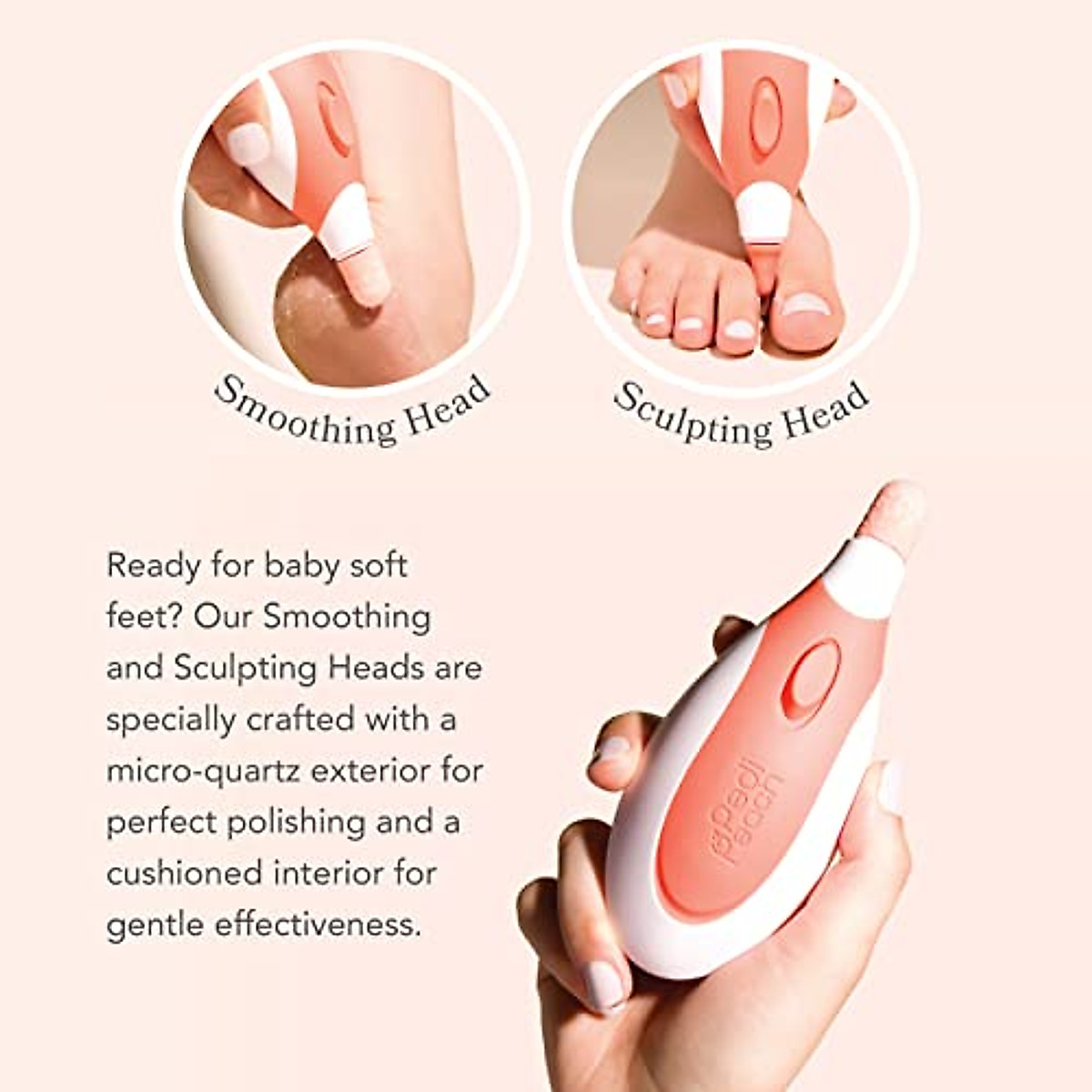 Pedi Peach Precise Pedi Professional Pedicure Kit, Powerful Electric Callus & Corn Remover Foot Scraper, Foot Care Tool for Dead & Cracked Skin, Portable Electronic Foot File