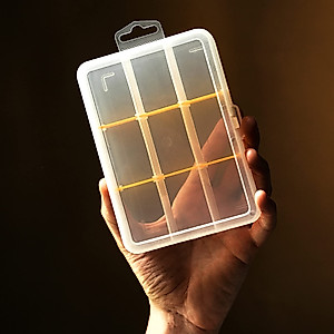 CANOPUS 9-Grid Clear Plastic Compartment Box with Adjustable Dividers, Small Parts Storage and Organizer Case for Craft, Jewelry, Beads, Tiny Tools and Parts, (2 Set), 5.5 x 4.0 x 1.2 inch, Clear