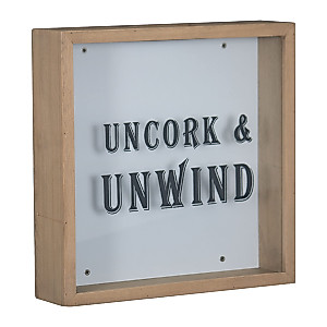 Foreside Home & Garden Uncork & Unwind Wooden Cork Holder Shadow Box, Brown