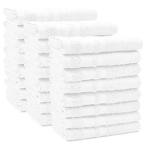 DAN RIVER Salon Towels Set Pack of 24, Ultra Soft 100% Cotton Facial and Hair Drying Cloth in Bulk Multi-Purpose for Gym, Makeup, Spa, Home White Hand Towel | 16x26 inches 400 GSM