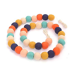 Glaciart One Felt Ball Garland - Pom Pom Garland - 12 Feet, 40 Balls, 6 Arizona Colors, Pom Pom Decorations, Nursery Decor, Bunting, Birthday Party Decorations, Easter, Photo Prop