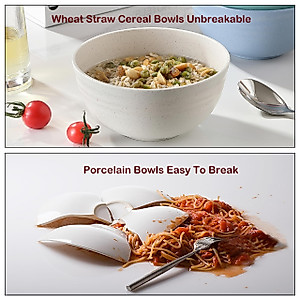 8PCS Cereal Bowl, Ohola Unbreakable Wheat Straw Cereal Bowls, Microwave & Dishwasher Safe Kitchen Bowls for Cereal, Snack, Soup, Salad and Rice, MultiColors, BPA Free, 26oz (Ser of 8)