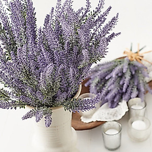 Veryhome 8 Bundles Artificial Flowers Outdoor Lavender Bouquet Fake Lavender Plant for Wedding Home Garden Decor