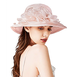 Bellady Women's Hat Church Fascinator Bridal Tea Party Wedding Hat Dress Cap, Pink