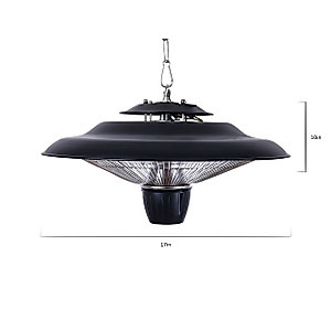 Outdoor Heater, 1500W Hanging Patio heaters, Ceiling Mounted Heater for Balcony, Halogen Heaters for Courtyard, 3S Fast Heating, IP24 Waterproof, Rated 2 Power Levels, for Outdoor, Great Room, Garage.