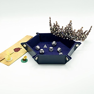 TINY GREMLIN - Dice Tray - Purple Hexagonal Collapsible PU Leather Dice Rolling Tray for Tabletop Role Playing Games Including Dungeons and Dragons (DND - D&D), Pathfinder, and Others