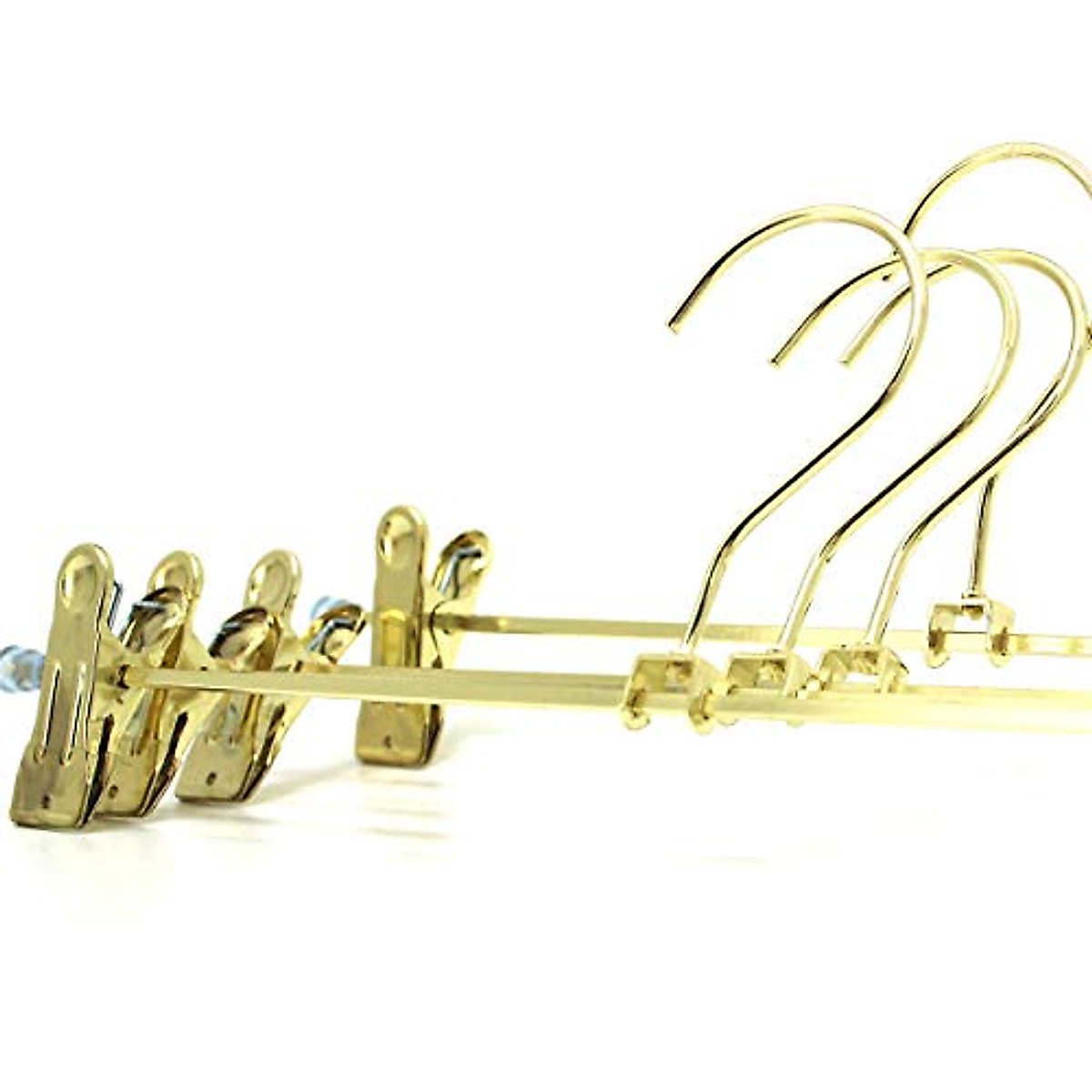 30Pack Koobay 13.7" Gold Shiny Metal Heavy Duty Clips Pants Hangers Trousers with Swivel Hook